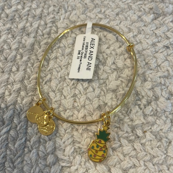 Alex and Ani | Jewelry | Nwt Alex Ani Christmas Pineapple Bangle Gold ...
